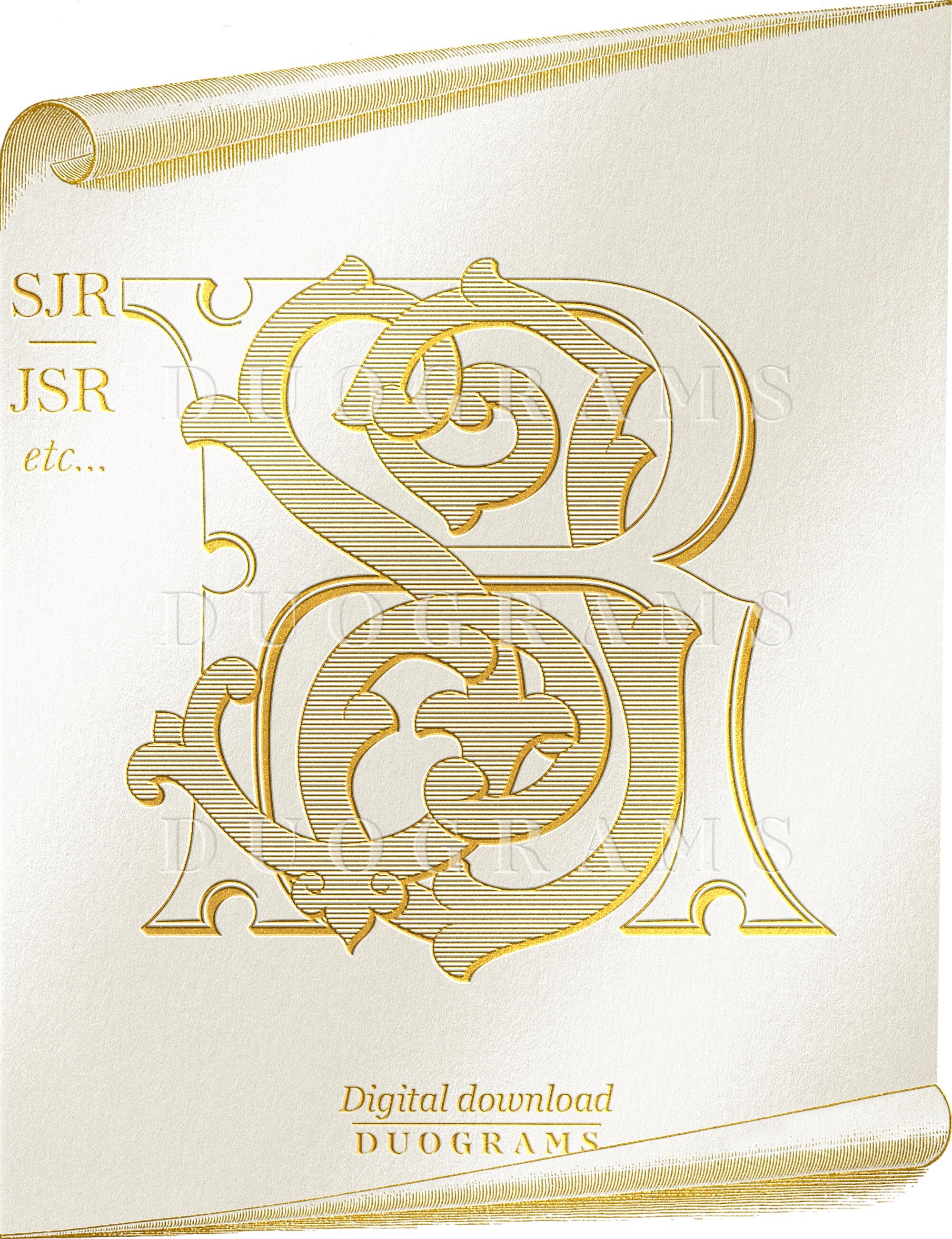 Wedding Monogram Logo S R J 3 Letter Monogram Digital - Etsy
