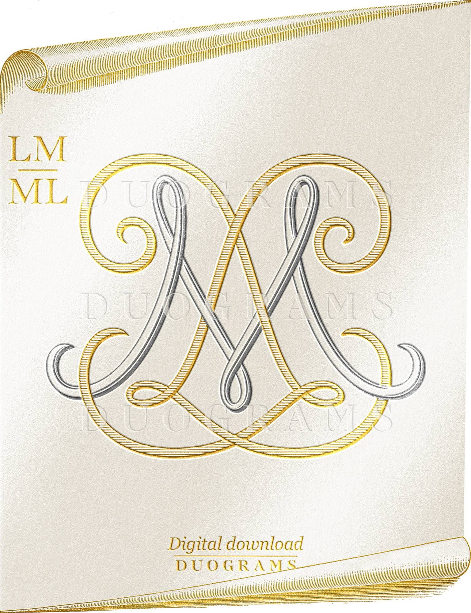 Wedding Monogram Logo ML LM Monogram Wreath SVG - Etsy