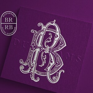 Vintage Monogram Logo BR or RB Interlocking Monogram Design B R Wedding ...