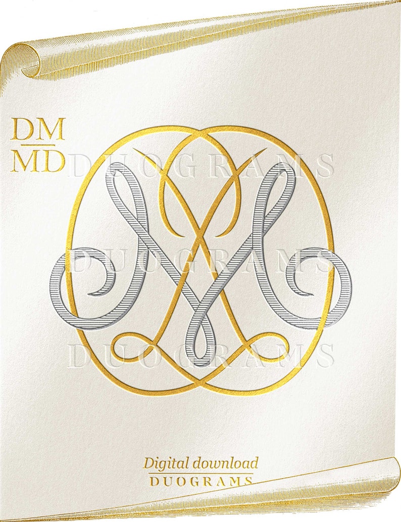 Elegant Wedding Monogram DM or MD, Two Letter Monogram Logo Design ...