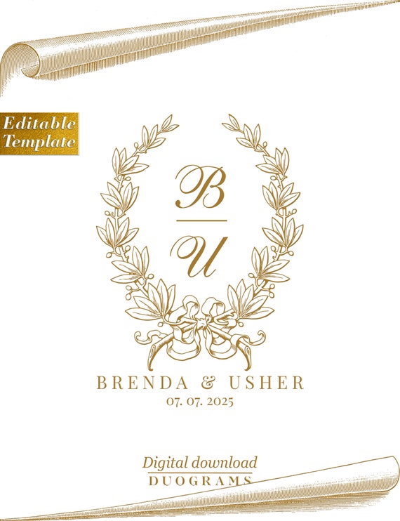 Wedding Crest Logo Design Wedding Template Wedding Logo - Etsy