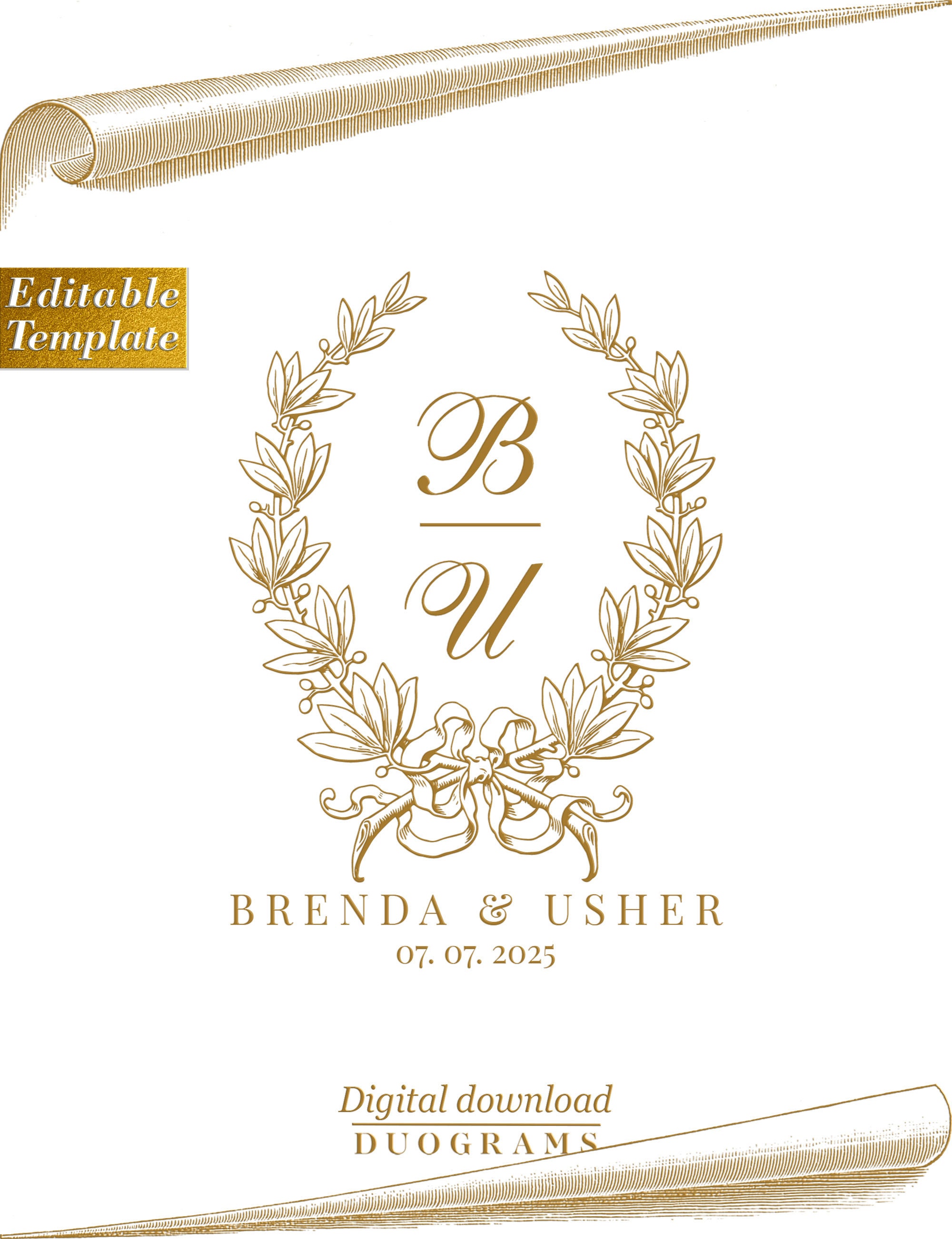 Wedding Crest Logo Design | Wedding Template | Wedding Logo | Wedding ...