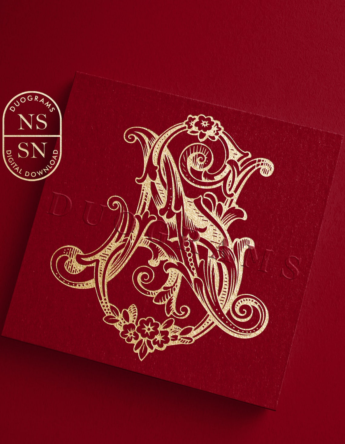 NS SN Vintage Wedding Monogram Logo Design SVG 2-letter Monogram N S ...