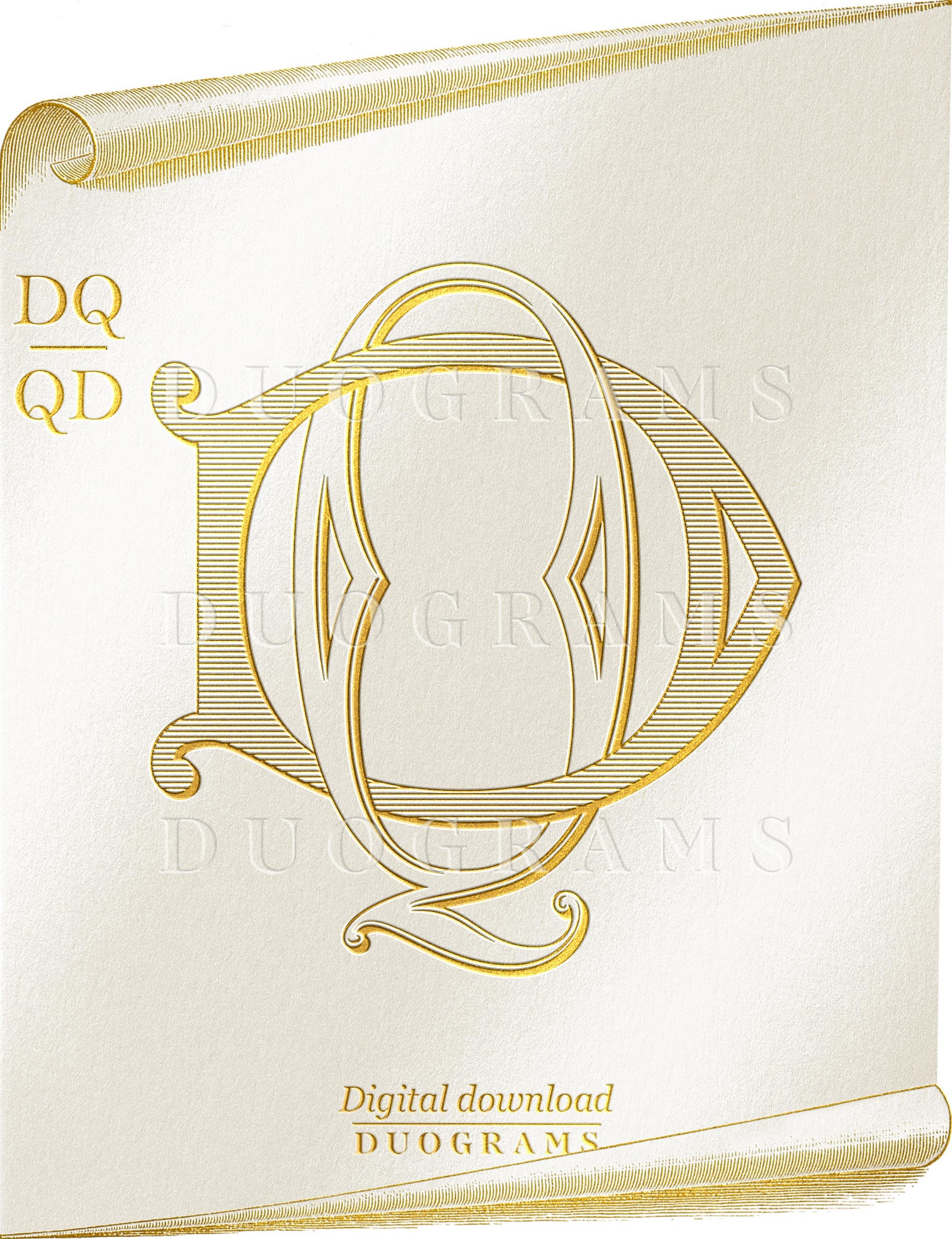 Vinatge Wedding Monogram DQ QD Digital Download - Etsy