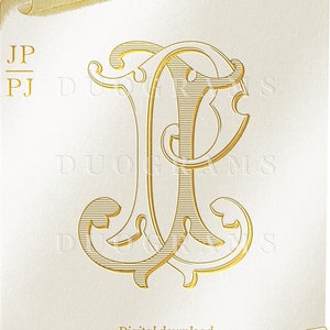 Wedding Monogram Logo Design JP PJ Monogram Wreath SVG Digital Download ...