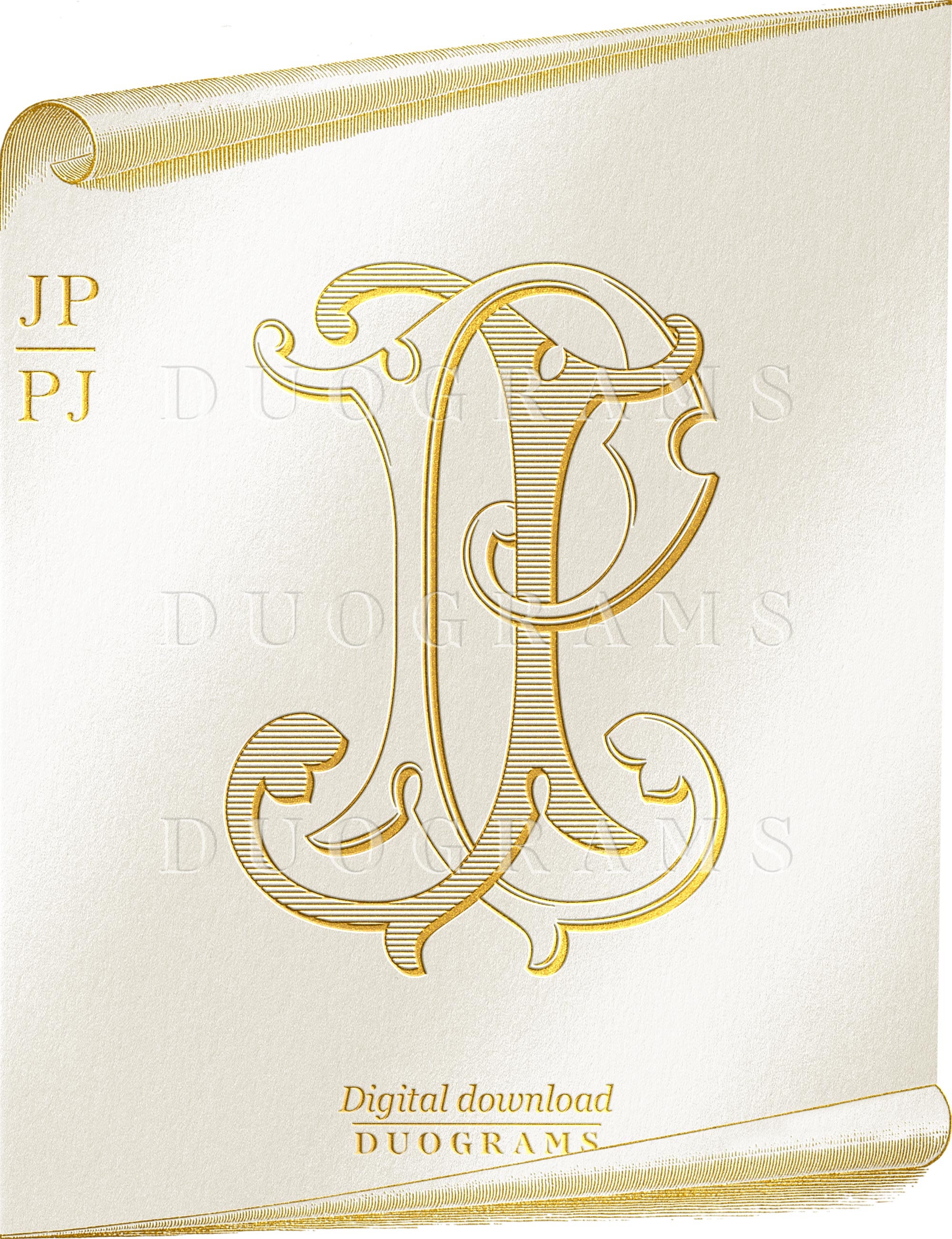 Wedding Monogram Logo Design JP PJ Monogram Wreath SVG Digital Download ...