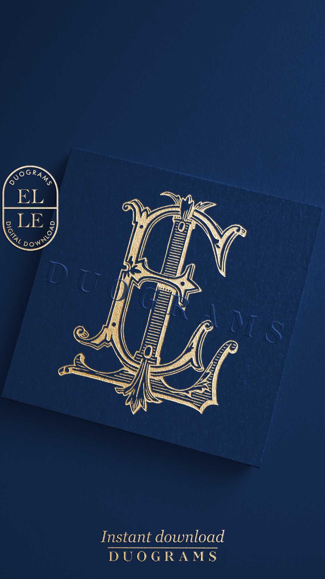 EL LE Vintage Wedding Monogram Logo Design SVG Two Letter Monogram E L ...