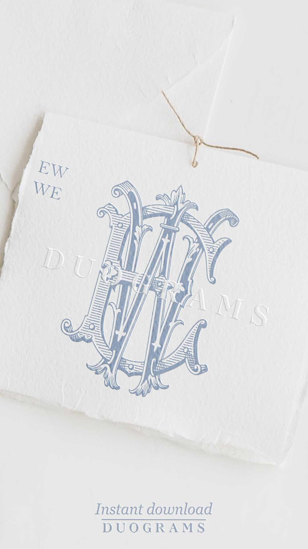 Two Letter Monogram EW or WE Wedding Monogram Logo Design E W Duogram ...