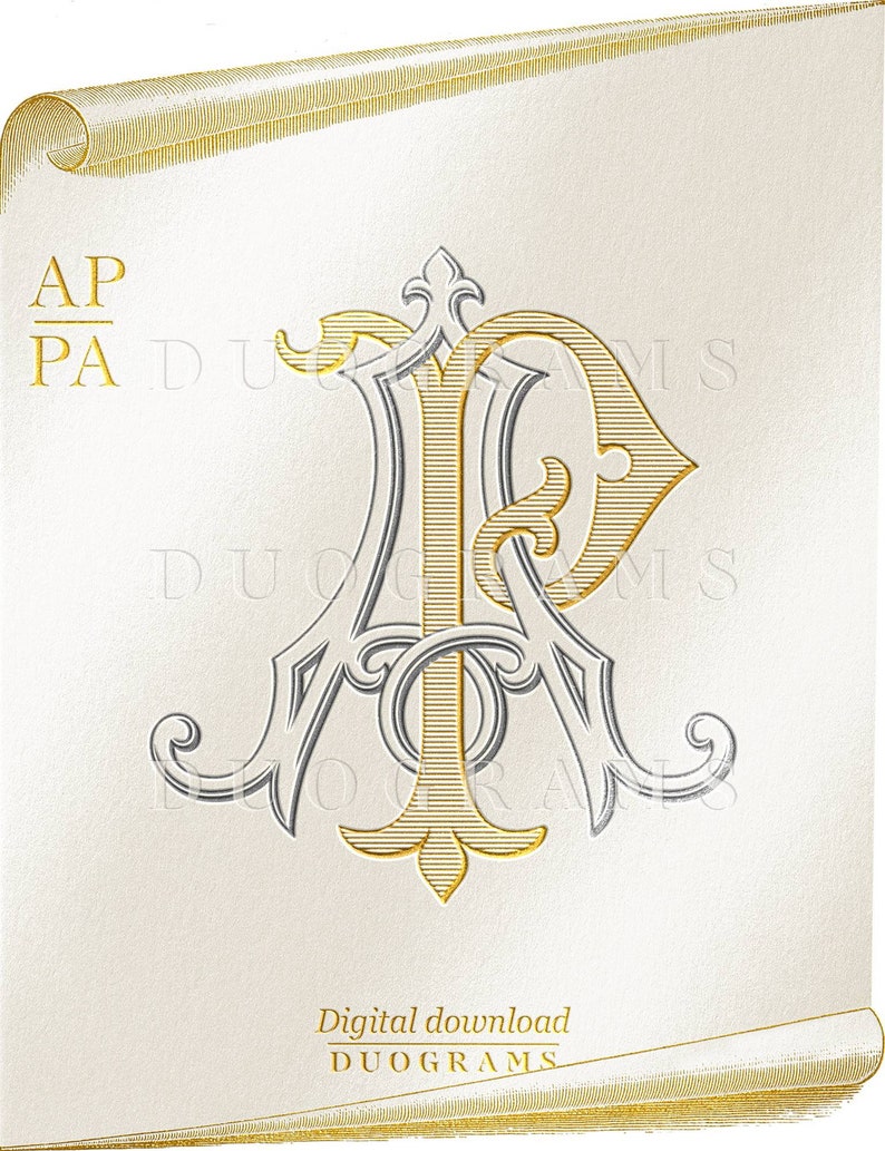 Vintage Monogram Logo Design AP PA Monogram Wreath SVG Digital Download ...