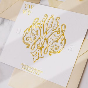 Vintage Monogram Logo Design WY YW Digital Download Y W - Etsy
