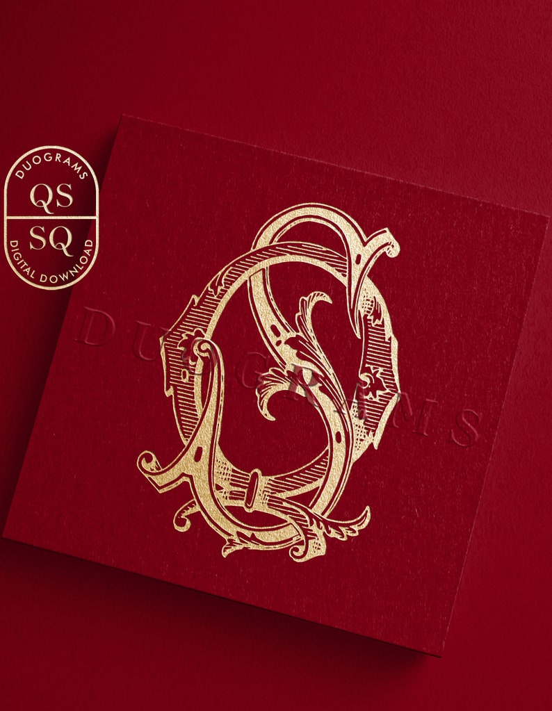 QS SQ Vintage Monogram Logo Design Q S Digital Download - Etsy