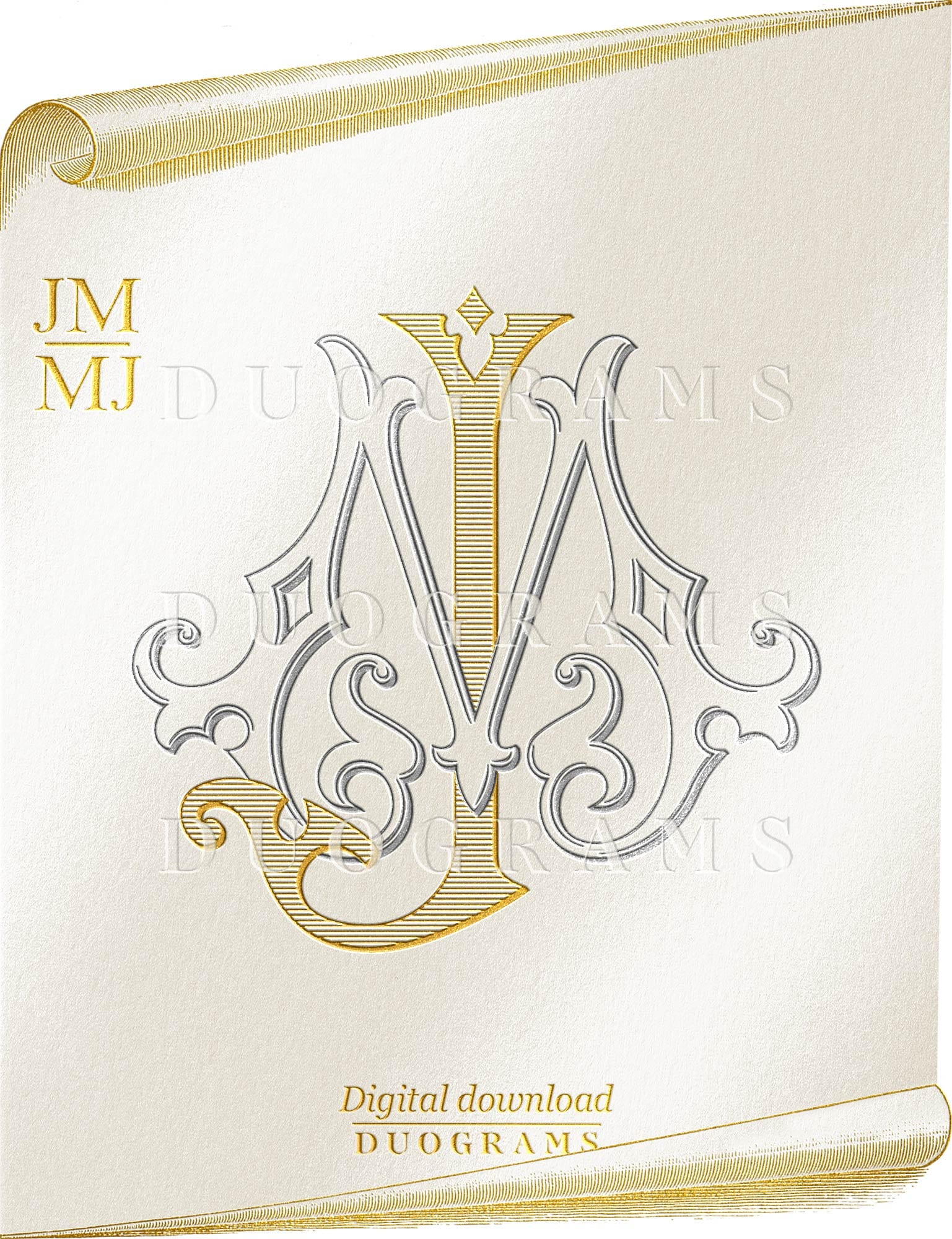 JM MJ Wedding Monogram Logo Designs SVG 2-letter Monogram J M Digital Download + 2 Free Wreath ...
