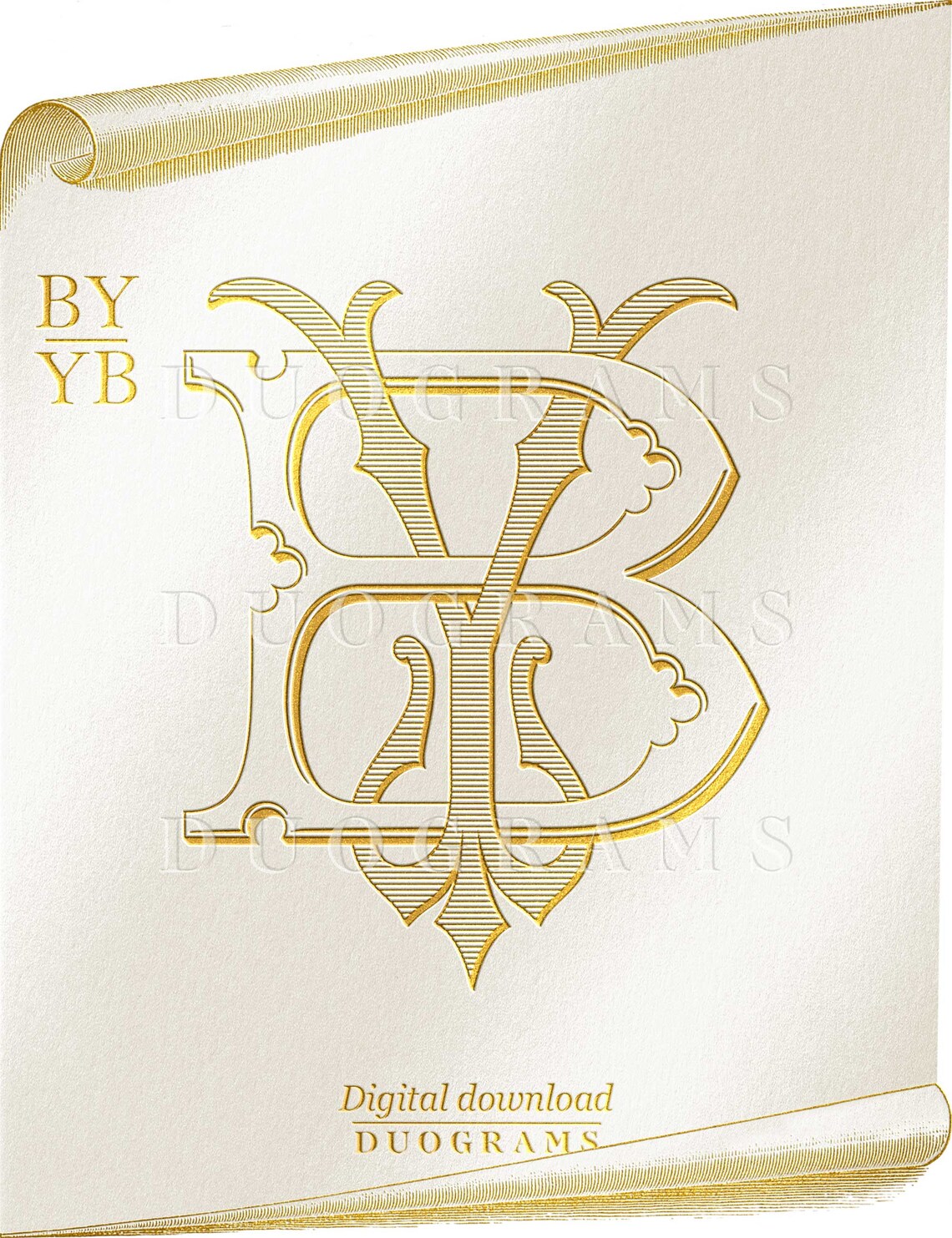 Vintage Monogram Logo Design BY YB Digital Download B Y + 2 Free ...