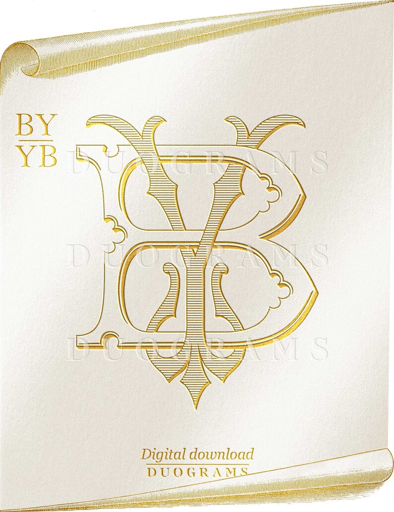 Vintage Monogram Logo Design BY YB Digital Download B Y + 2 Free ...