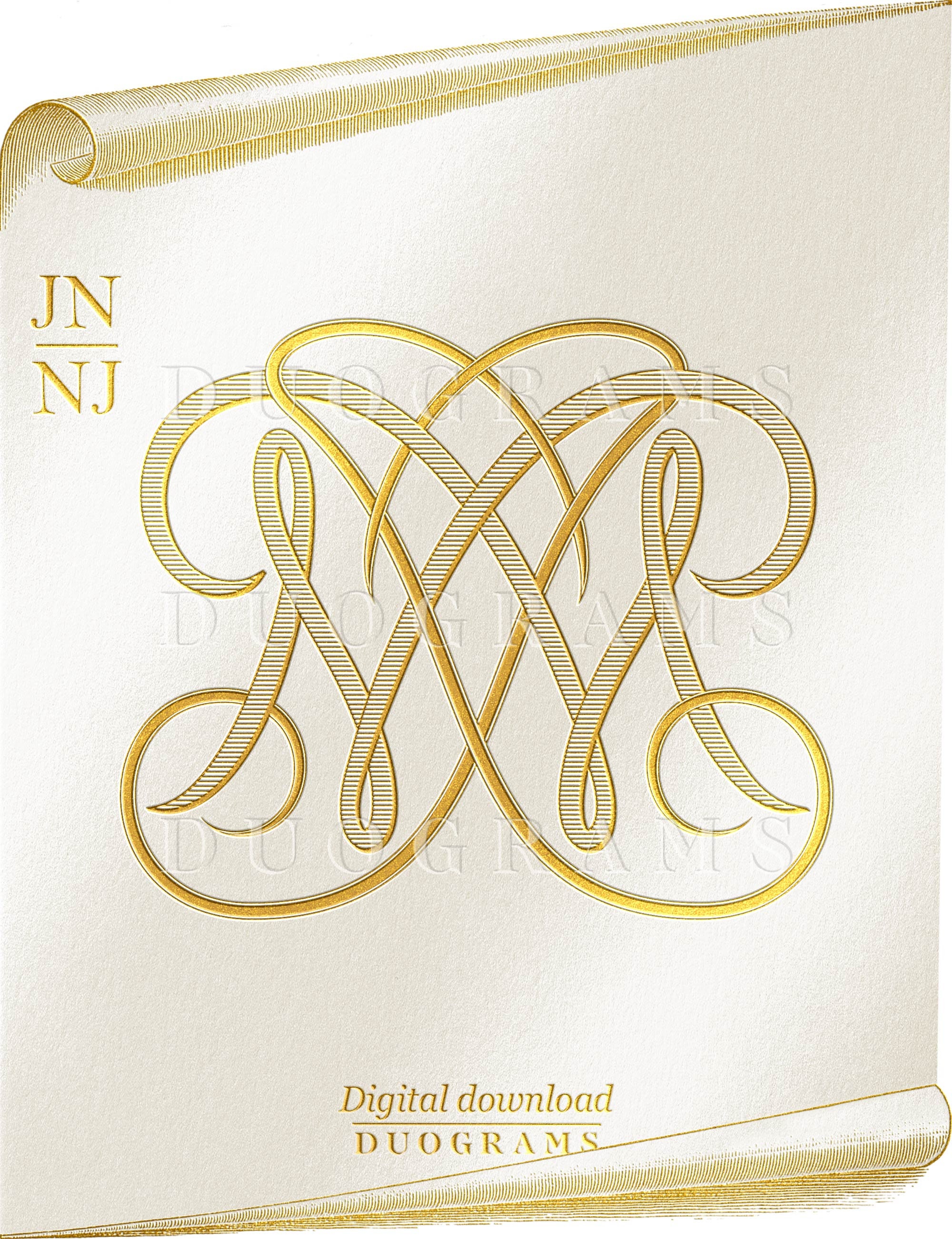 Vintage Monogram Logo Design JN NJ Monogram Wreath SVG Digital Download ...