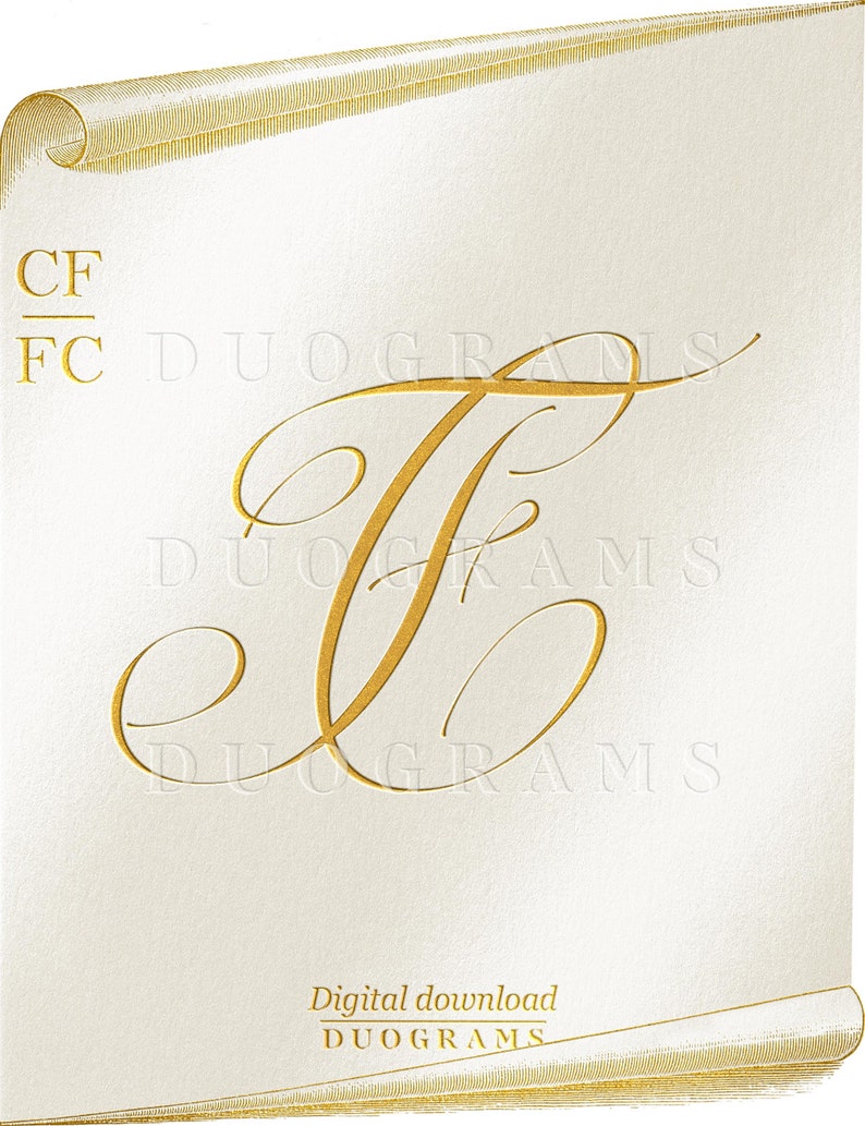 Two Letter Monogram CF FC Wedding Monogram Logo Design C F Instant ...