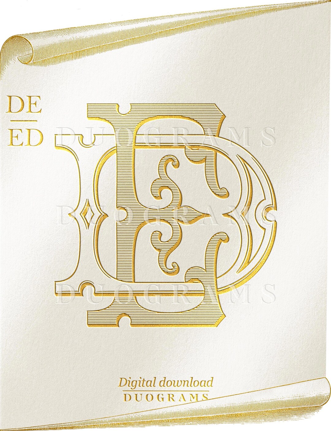 Vintage Wedding Monogram Logo ED DE Duogram E D Intertwined Monogram D ...