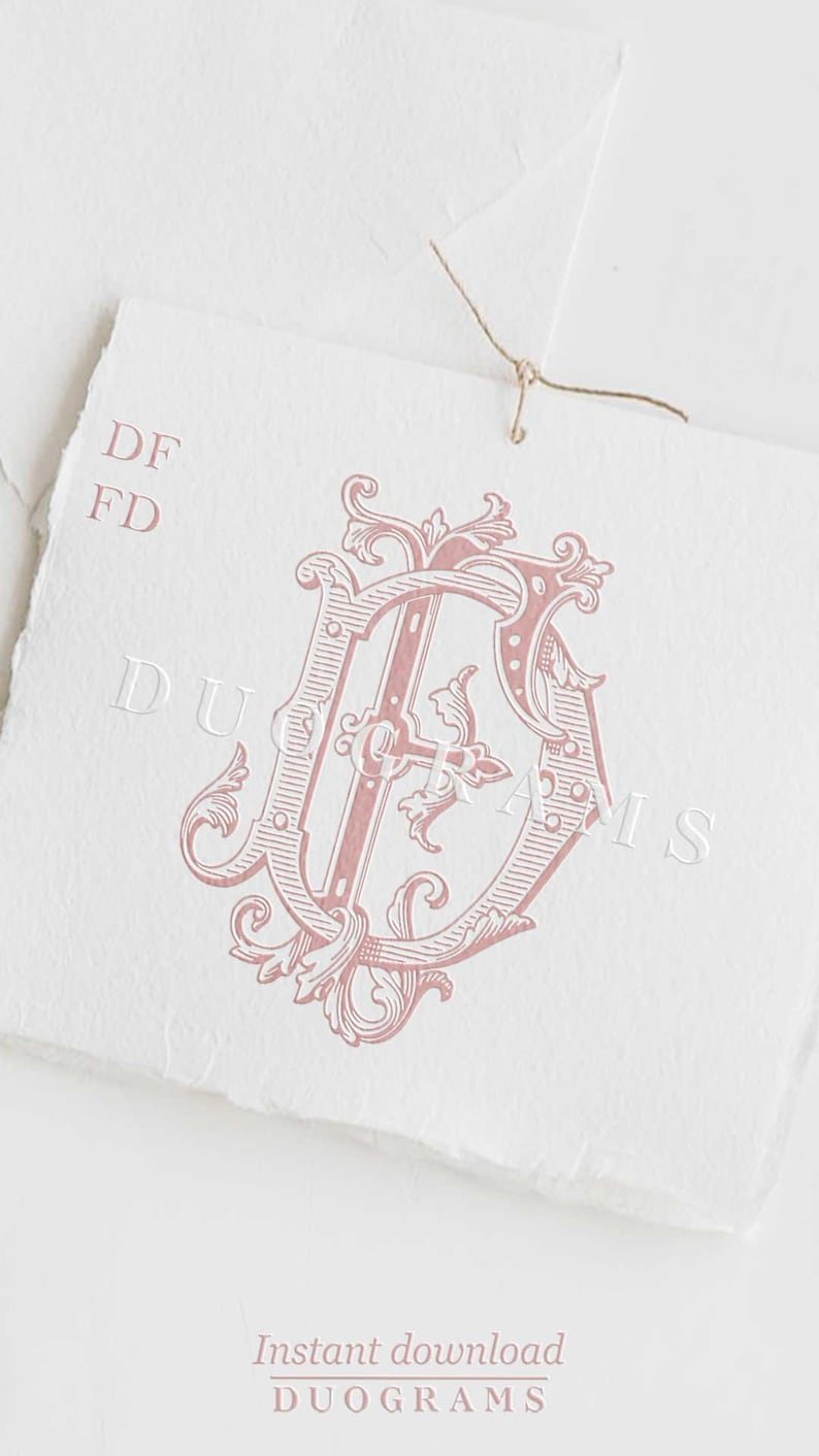 Vintage Monogram DF or FD Two Letter Monogram Logo Design D F Wedding ...