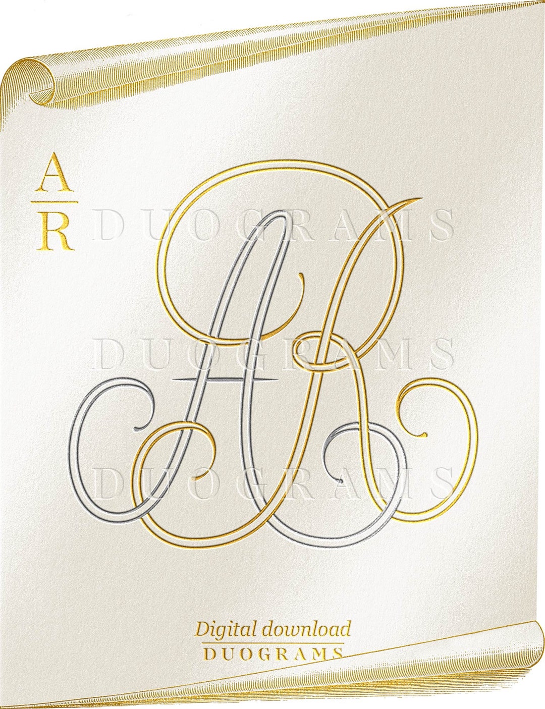 Chic Two Letter Monogram AR RA Interlocking Monogram Wedding Initials ...