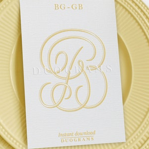 Classic 2-letter Wedding Monogram BG or GB Interlocking Monogram Logo ...
