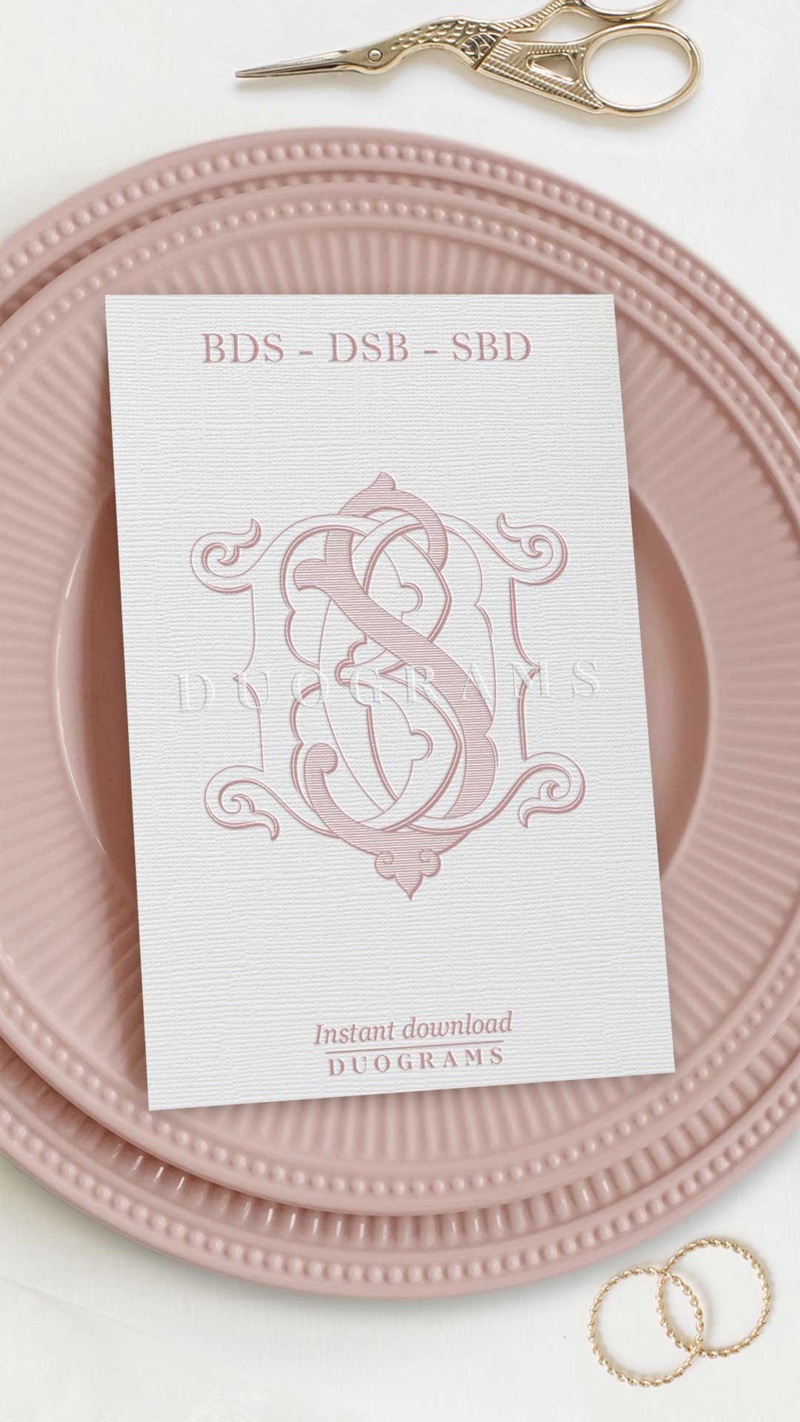 SBD 3-letter Wedding Monogram Logo Design BSD BDS Etc + 2 Free Wreath ...