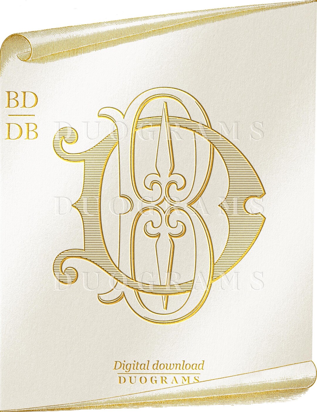 Vintage Wedding Monogram Logo BD DB Duogram B D Intertwined Monogram D ...