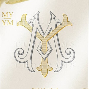 Vintage Monogram Design MY YM Monogram Wreath SVG Digital Download - Etsy