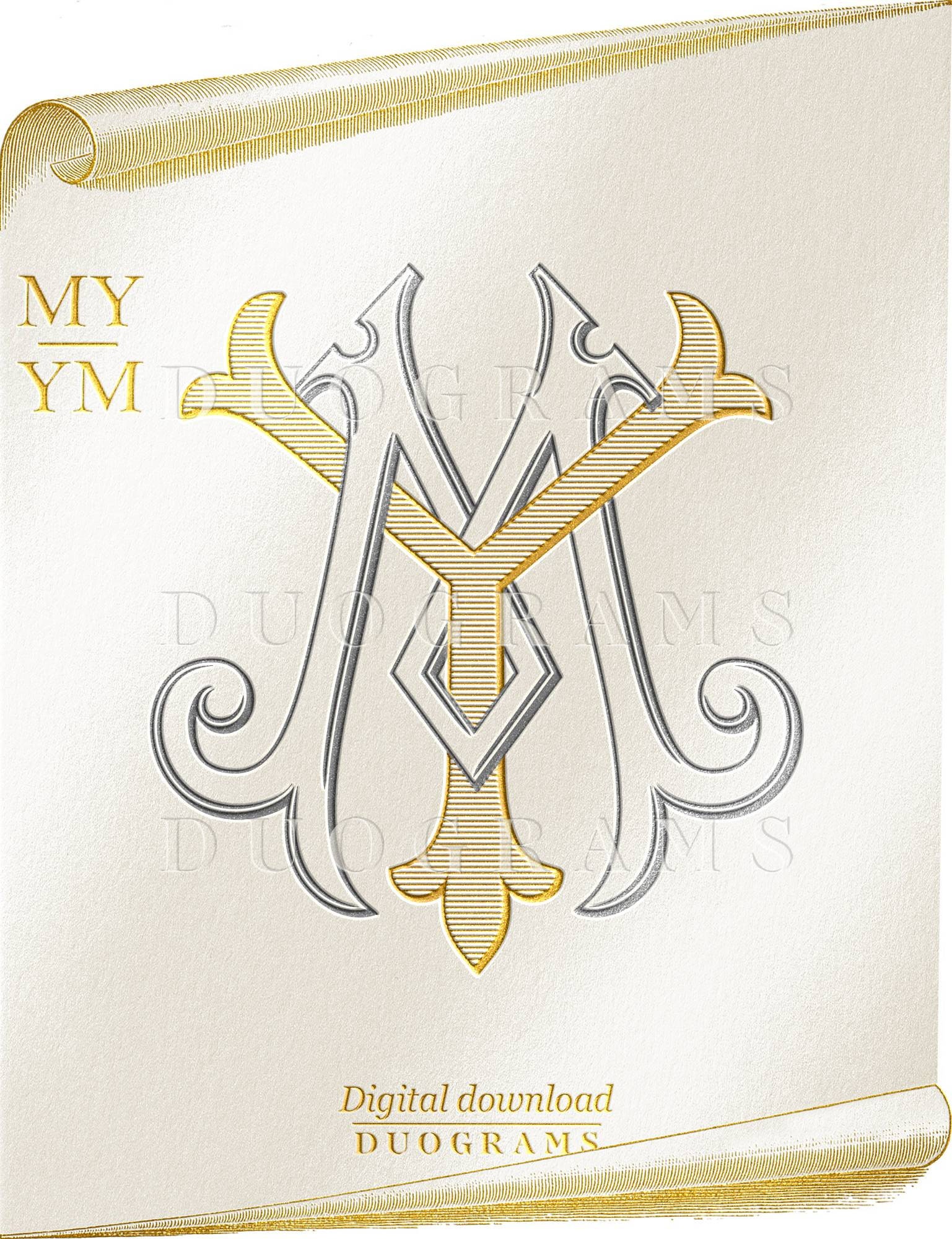 Vintage Monogram Design MY YM Monogram Wreath SVG Digital Download - Etsy