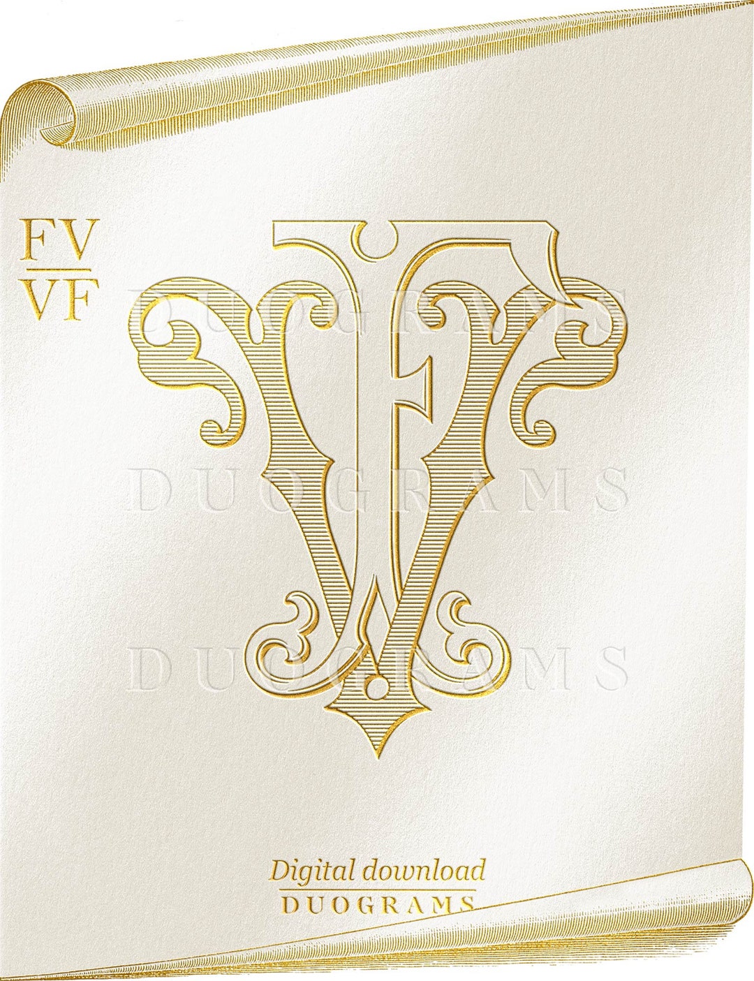 FV VF Wedding Monogram Logo Design F V V F Two Letter Monogram - Etsy