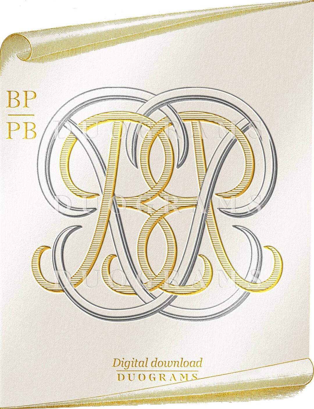 Vintage Wedding Monogram BP PB Monogram SVG - Etsy