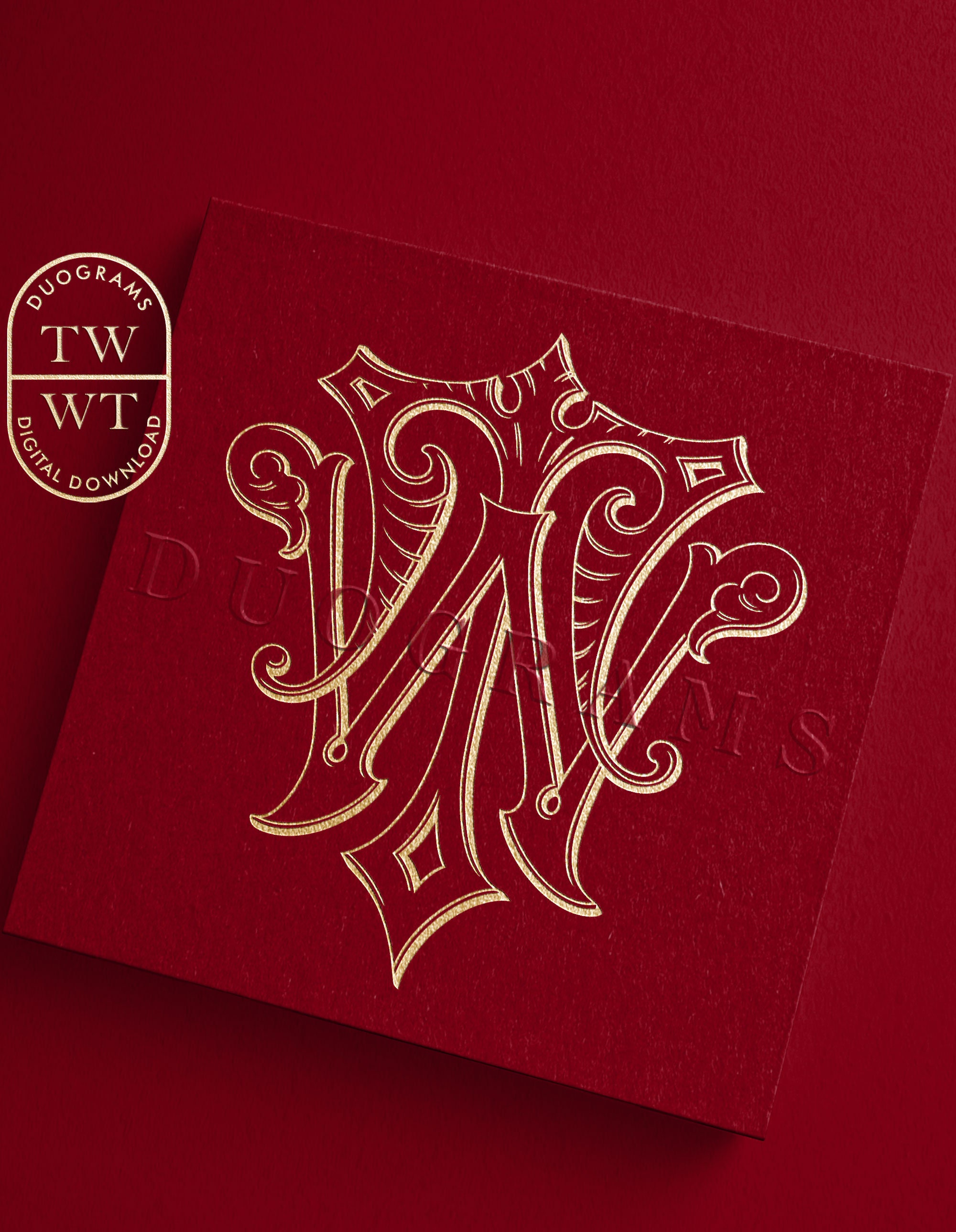 TW WT Vintage Wedding Monogram Logo Design T W Two Letters Monogram SVG ...
