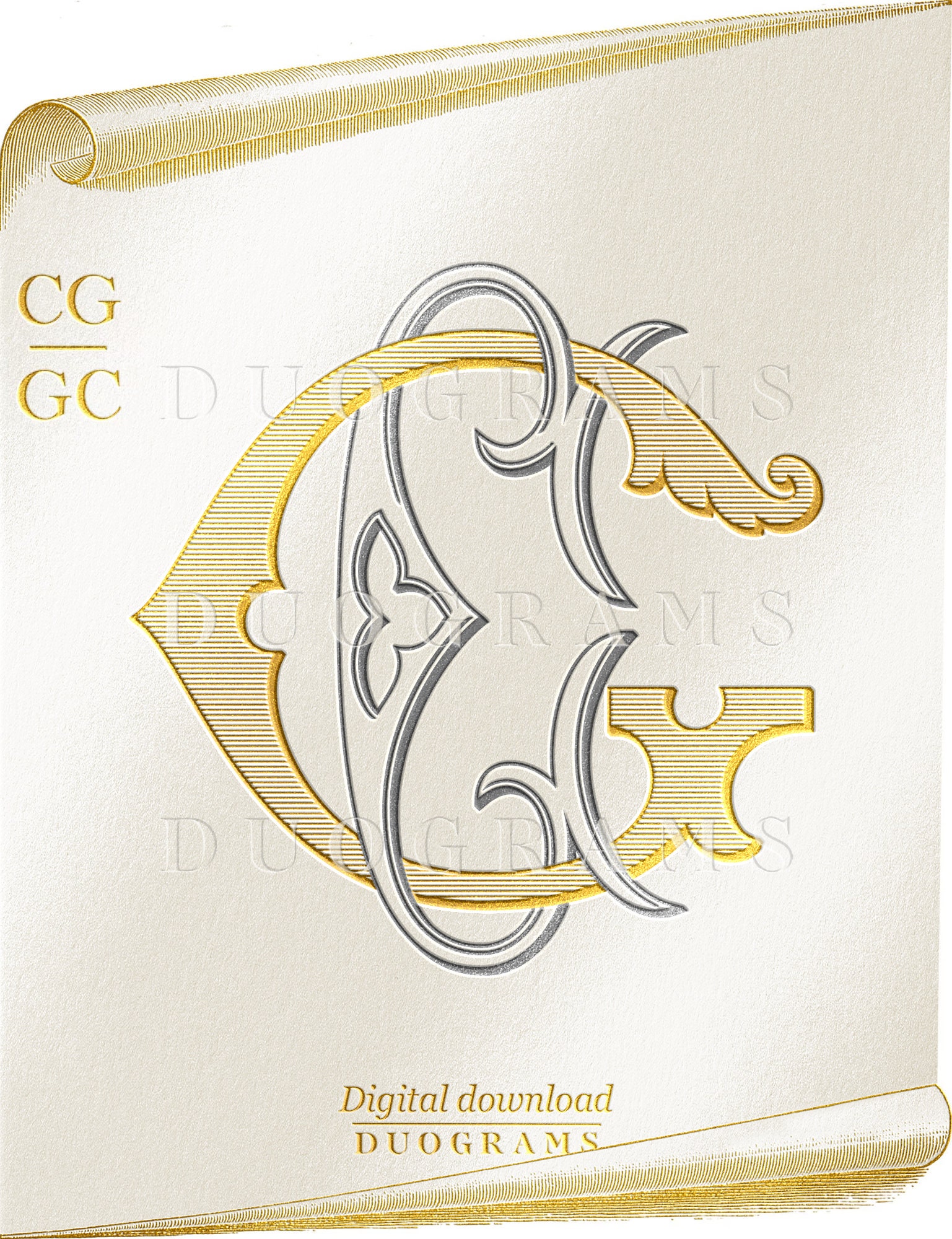 CG GC Wedding Monogram Logo Vintage Duogram C G Intertwined Monogram G ...
