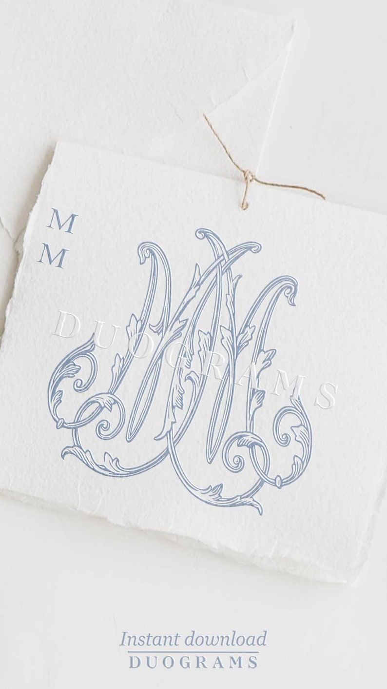 Double M Wedding Monogram Logo Designs MM 2-letter Monogram M M Digital ...