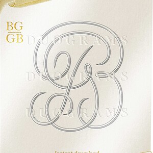 Classic 2-letter Wedding Monogram BG or GB Interlocking Monogram Logo ...