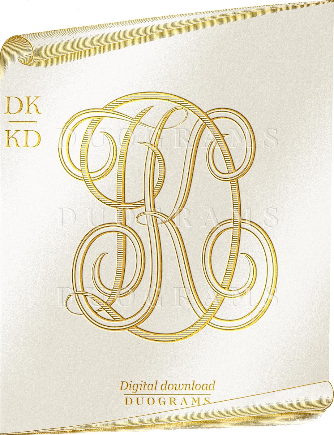 Vintage Wedding Monogram Logo Design DK KD Monogram Wreath SVG Digital ...
