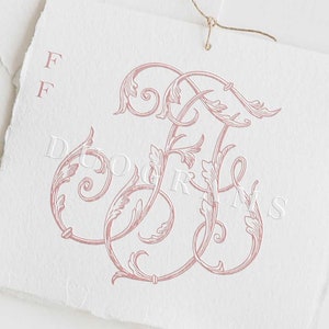FF Vintage Wedding Monogram Logo Design 2-letter Monogram F F Digital ...