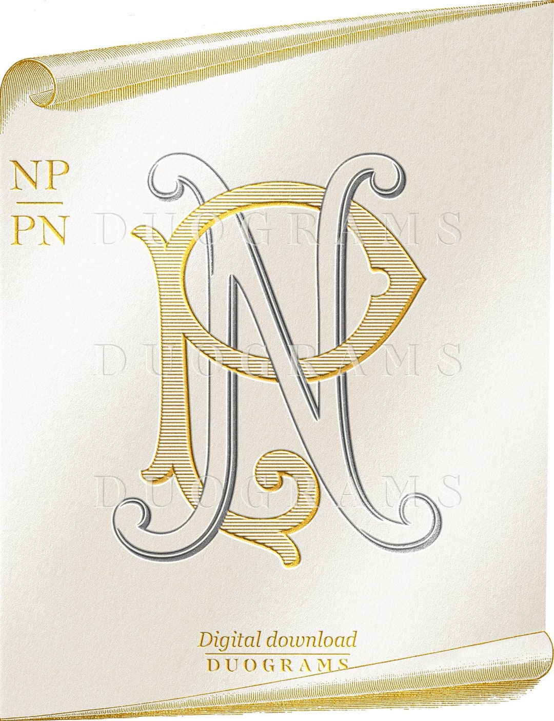 NP Vintage Wedding Monogram Logo PN Digital Download - Etsy