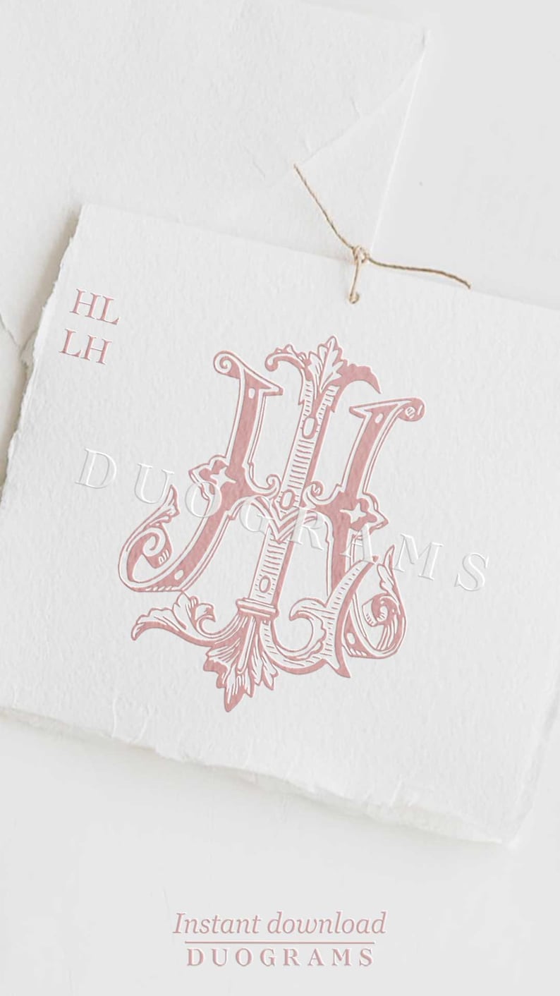 HL LH Vintage Wedding Monogram Logo Design SVG 2-letter Monogram H L ...