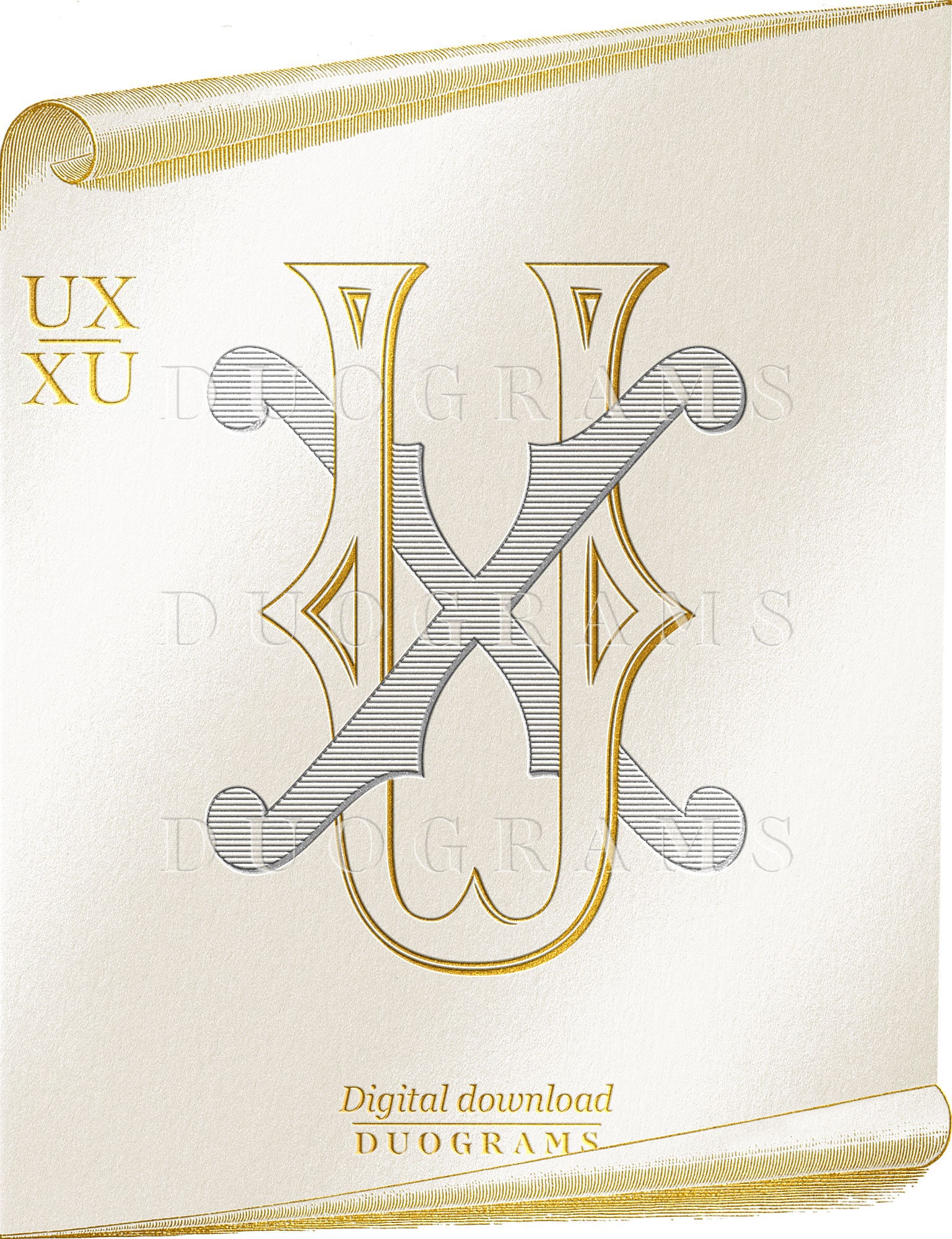 UX XU Wedding Monogram Logo Design U X X U Two Letter Monogram Initials ...