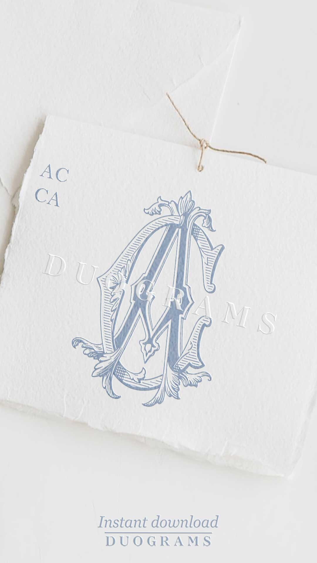 Two Letter Monogram Design AC or CA Interlocking Vintage Monogram ...