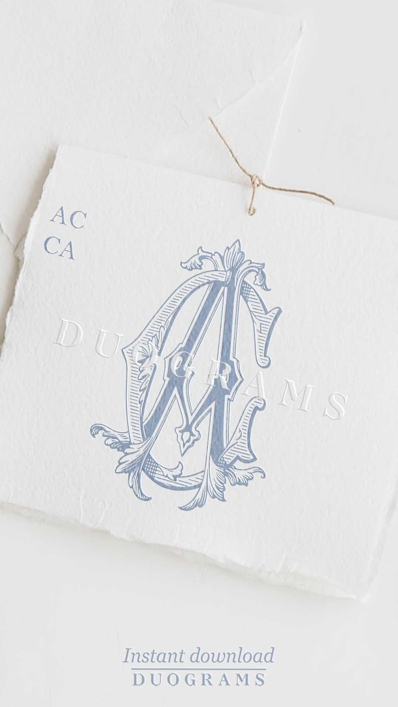 Two Letter Monogram Design AC or CA Interlocking Vintage Monogram ...