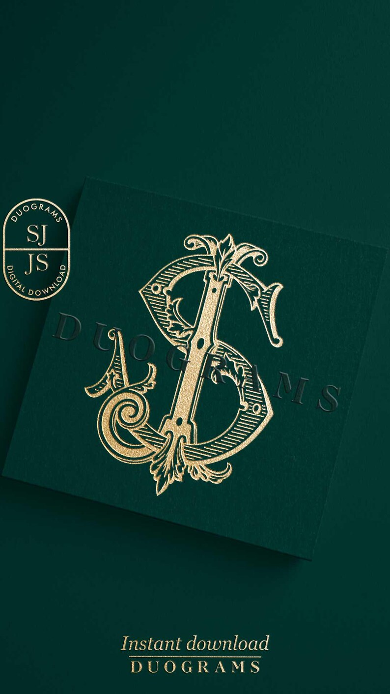 Interlocking Vintage Monogram JS or SJ Two Letter Monogram Logo Design ...