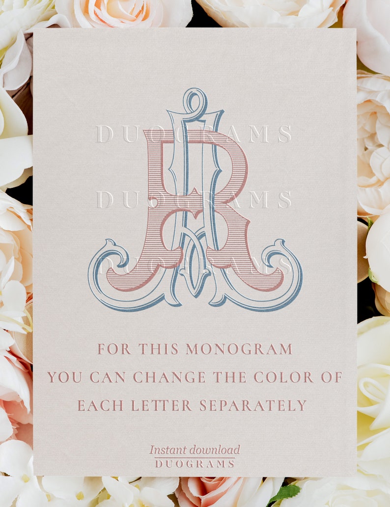 AR Vintage Wedding Monogram Logo RA Instant Download - Etsy