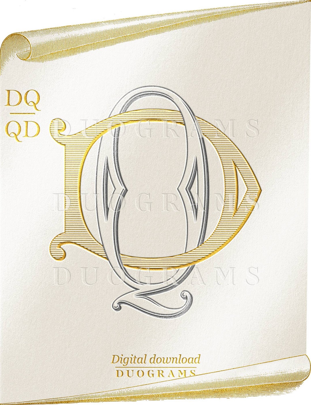 Vinatge Wedding Monogram DQ QD Digital Download - Etsy