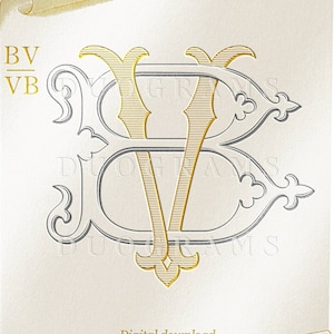 Vintage Monogram Design BV VB Monogram Wreath SVG Digital Download - Etsy