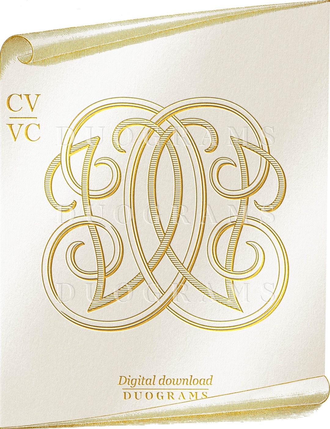 Vintage Wedding Monogram CV VC Monogram Wreath SVG - Etsy