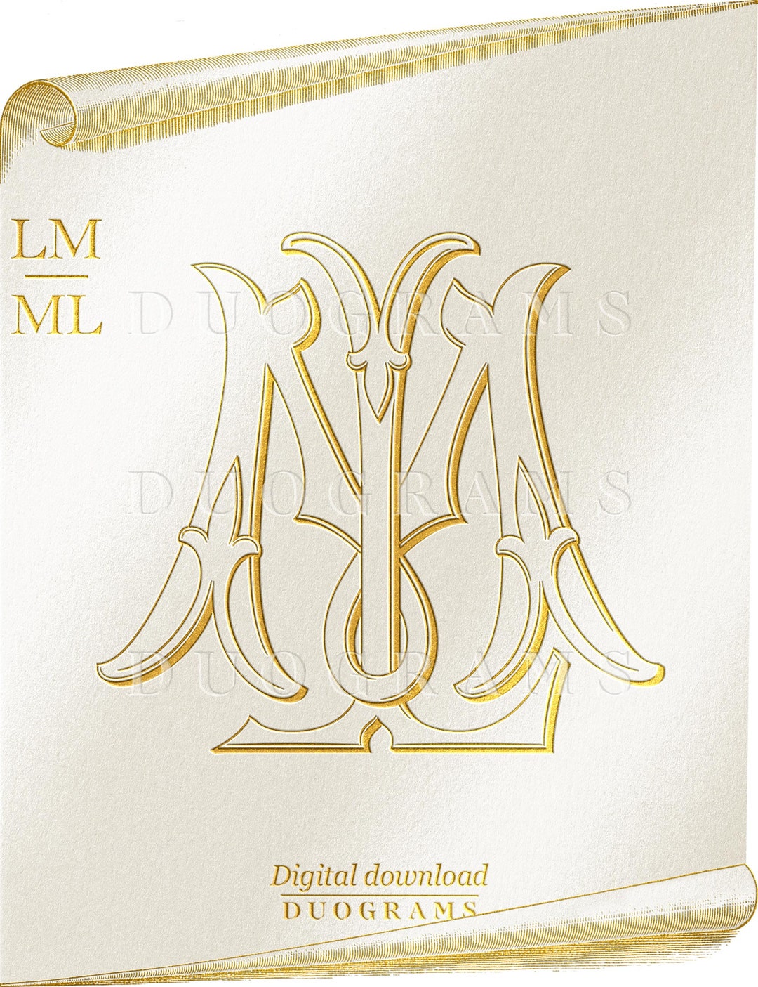 Vintage Wedding Monogram Logo ML LM Monogram M L Intertwined Monogram L ...