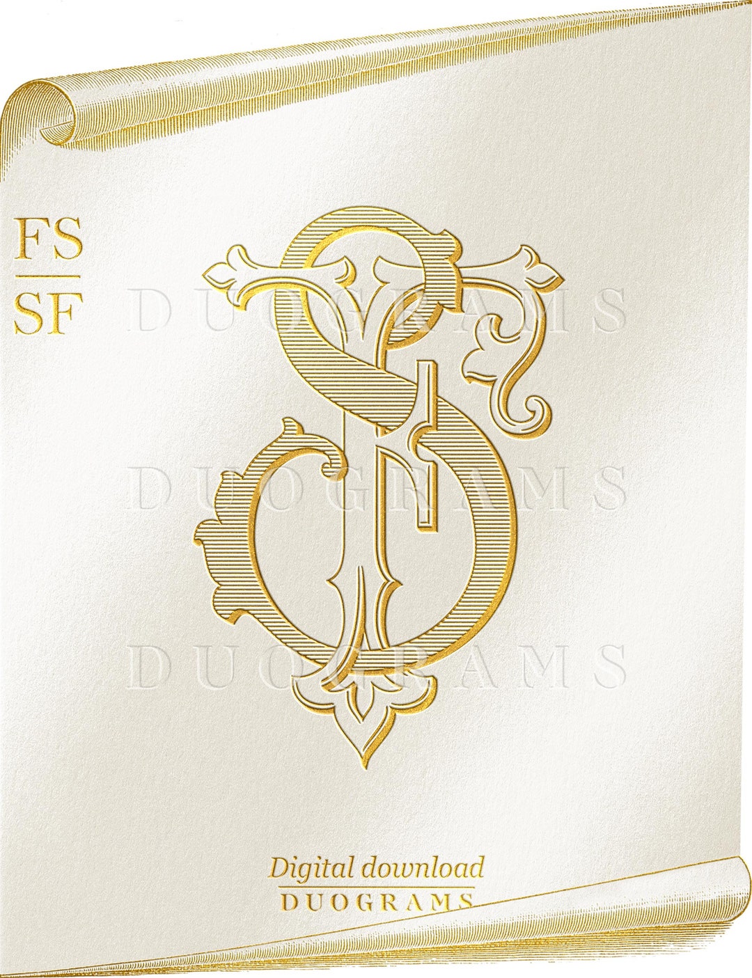 Vintage Wedding Monogram Logo FS SF Duogram F S Intertwined Monogram ...