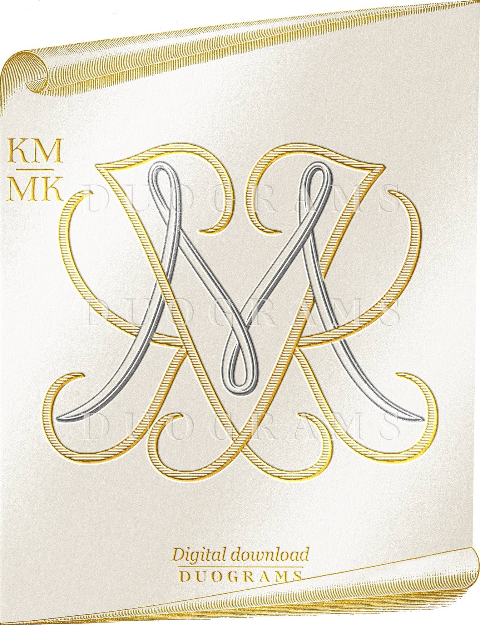 Wedding Monogram Logo KM MK Monogram Wreath SVG - Etsy