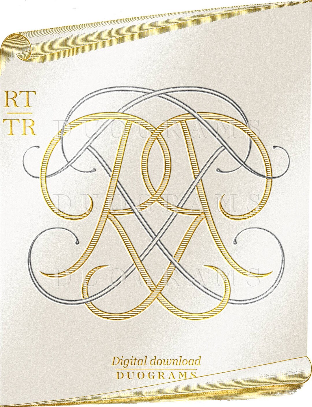 Vintage Monogram Logo Design RT TR Monogram Wreath SVG Digital Download ...